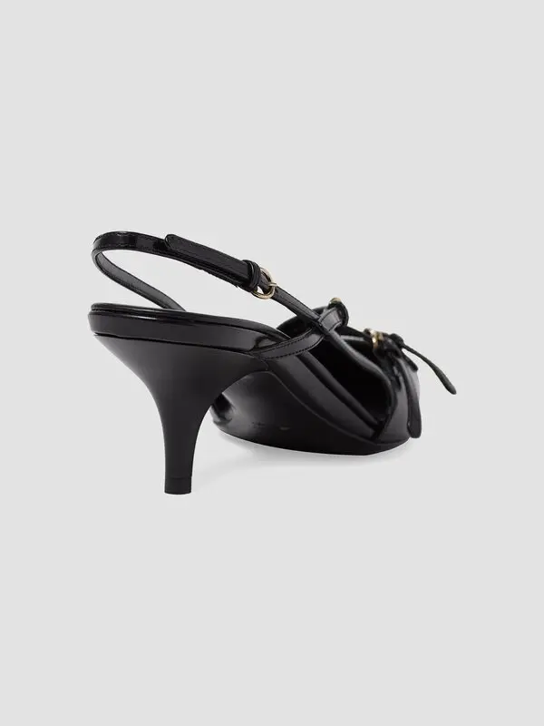Miu Miu Brushed Leather Slingback Pumps With Buckles