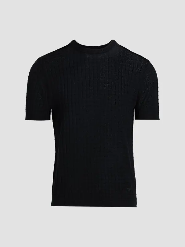 Emporio Armani Textured Knit Short-sleeve Sweater