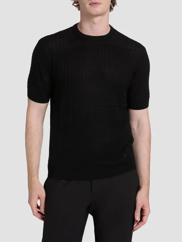 Emporio Armani Textured Knit Short-sleeve Sweater
