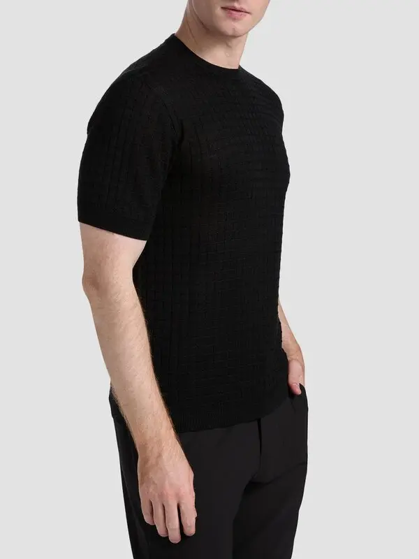 Emporio Armani Textured Knit Short-sleeve Sweater