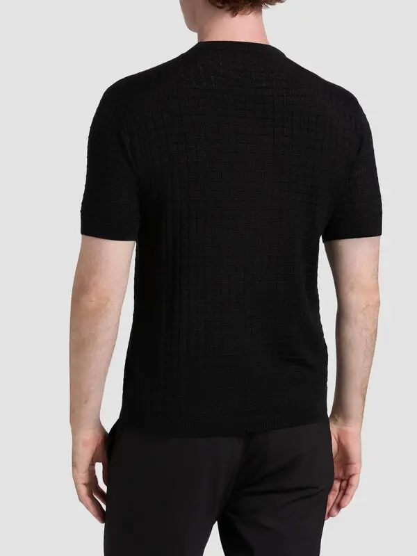 Emporio Armani Textured Knit Short-sleeve Sweater