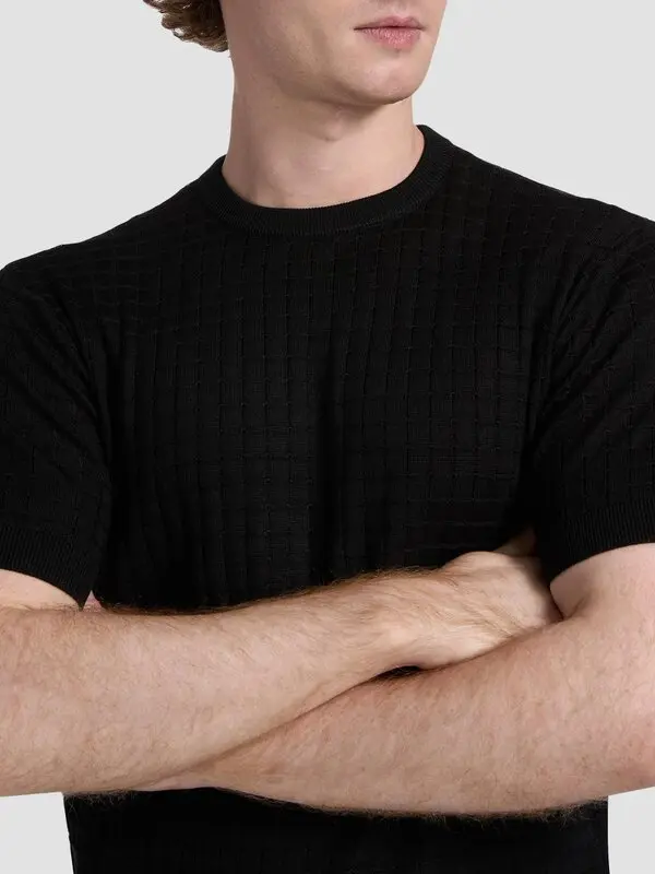 Emporio Armani Textured Knit Short-sleeve Sweater
