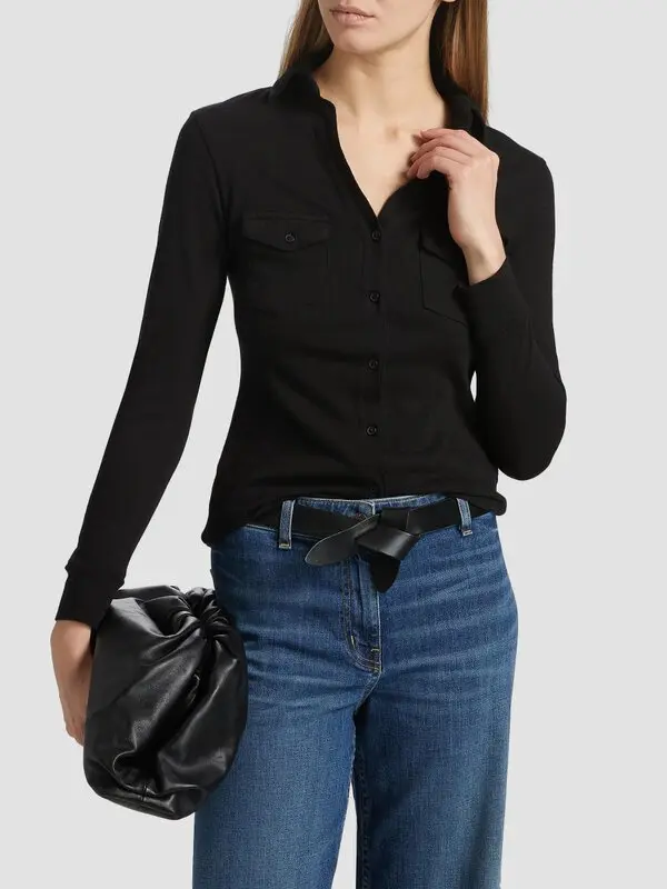 NILI LOTAN Liam Cotton Shirt - Jet Black