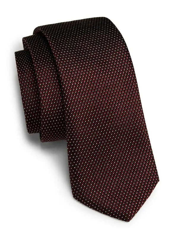 Emporio Armani Pin-dot Silk-blend Tie - Bordeaux