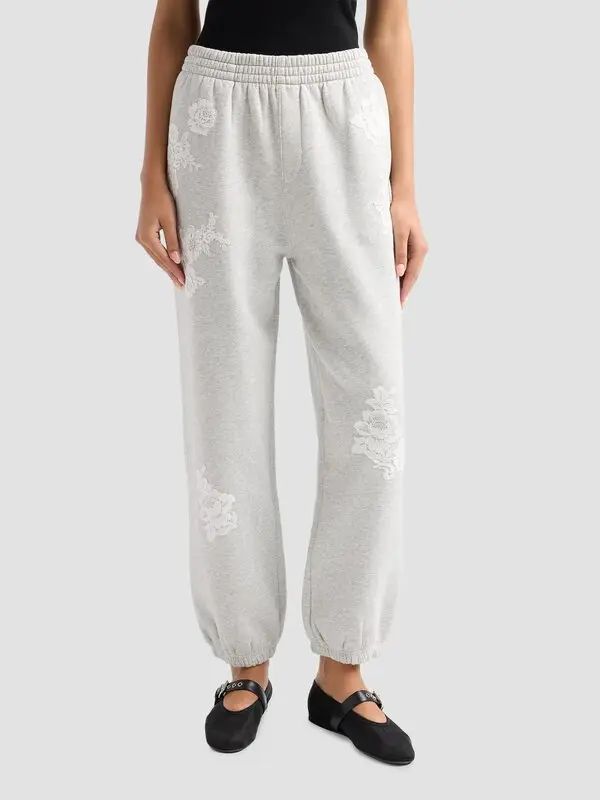 LoveShackFancy Lilia Lace Appliqué Sweatpants