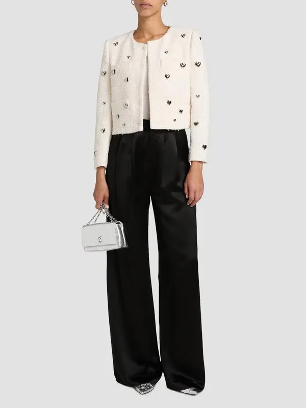 MILLY Pheobe Heart Bouclé Crewneck Jacket