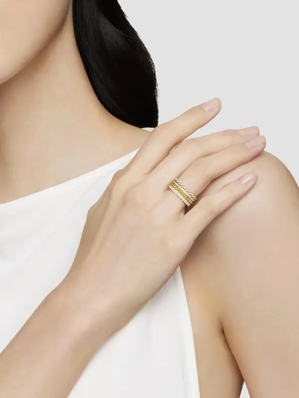 David Yurman Petite Pave Four Row Pyramid Ring In 18k Yellow