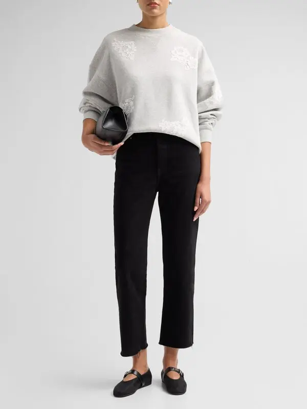 LoveShackFancy Havenleigh Lace Applique Sweatshirt
