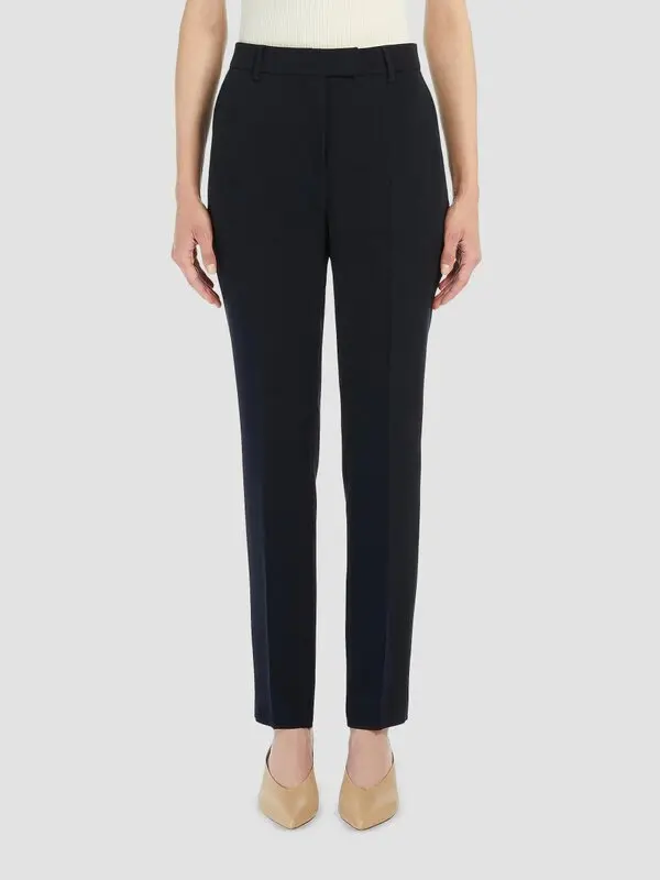 Max Mara Straight Fit Cady Trousers - Navy
