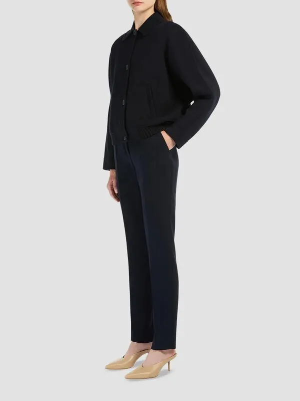 Max Mara Straight Fit Cady Trousers - Navy