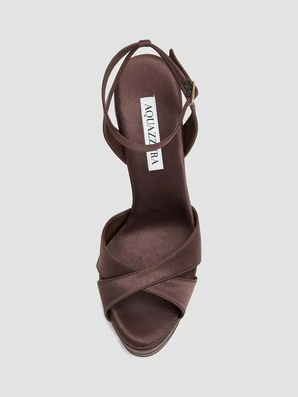 AQUAZZURA Divine 130mm Satin & Leather Sandals