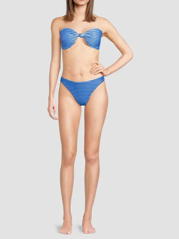 MILLY Striped Knot Bandeau Bikini Top