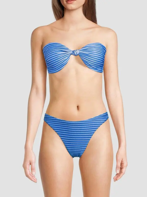 MILLY Striped Knot Bandeau Bikini Top