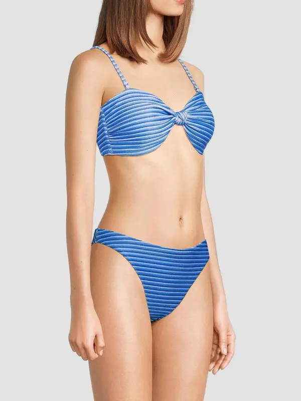 MILLY Striped Knot Bandeau Bikini Top