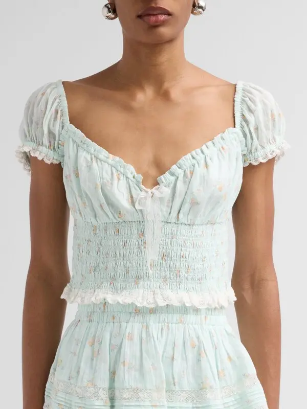 LoveShackFancy Daini Floral Smocked Top