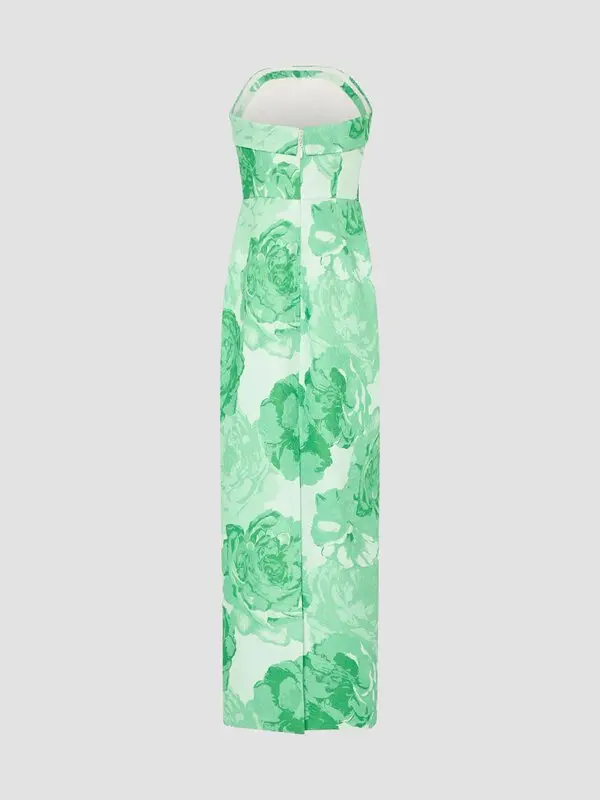 MILLY Ella Floral Jacquard Strapless Maxi Dress