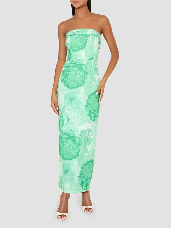 MILLY Ella Floral Jacquard Strapless Maxi Dress