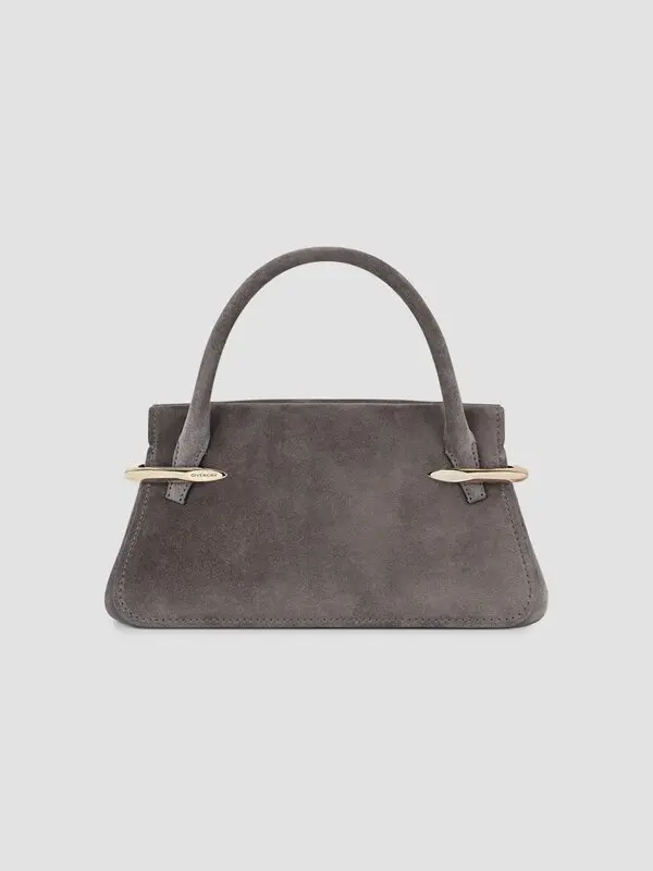 Givenchy Mini Pinch Top Handle Bag In Suede Leather - Dark Grey