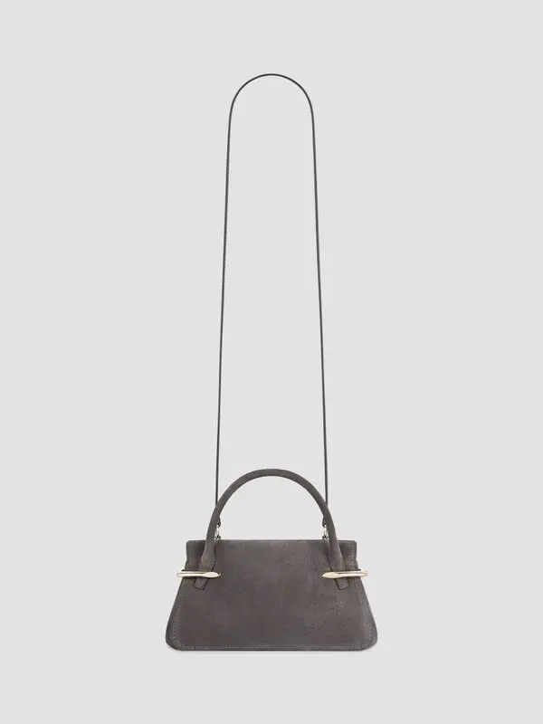 Givenchy Mini Pinch Top Handle Bag In Suede Leather - Dark Grey