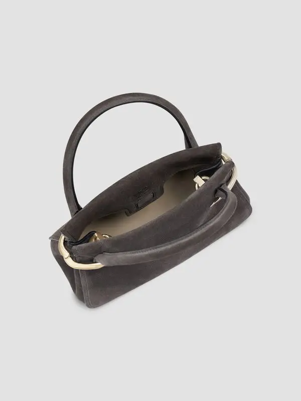 Givenchy Mini Pinch Top Handle Bag In Suede Leather - Dark Grey