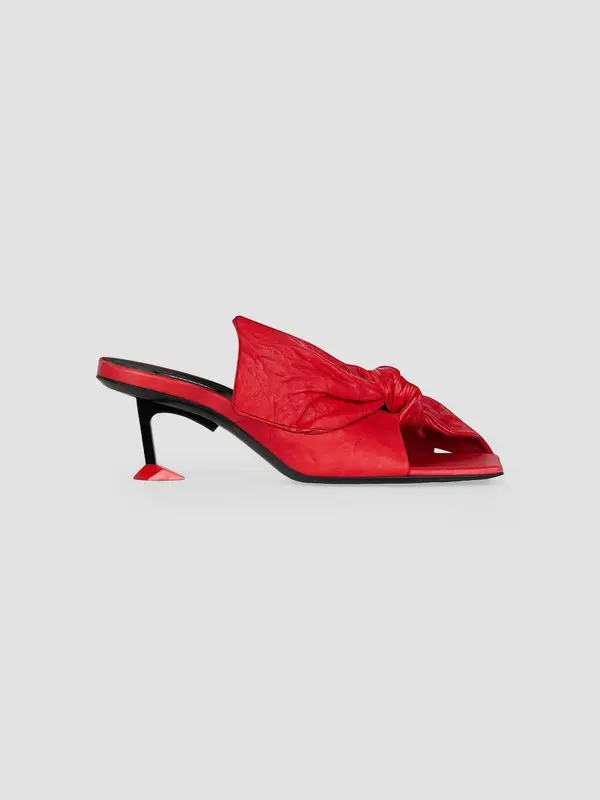 Givenchy Boudoir Heeled Mules In Nappa Leather With Bow - Vermillon