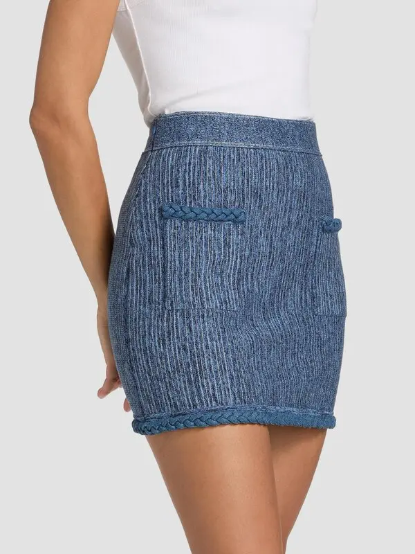 MILLY Soleil Pinstriped Knit Miniskirt