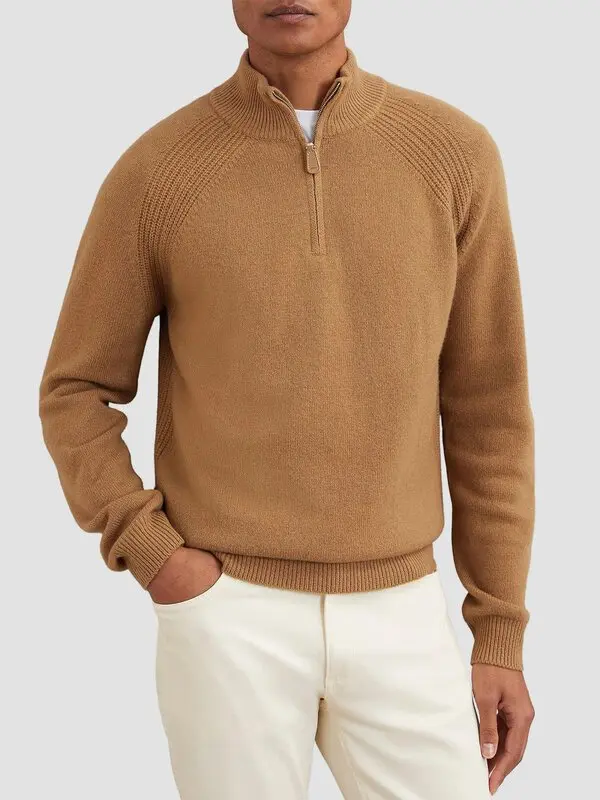 REISS Charming Wool-blend Quarter-zip Sweater