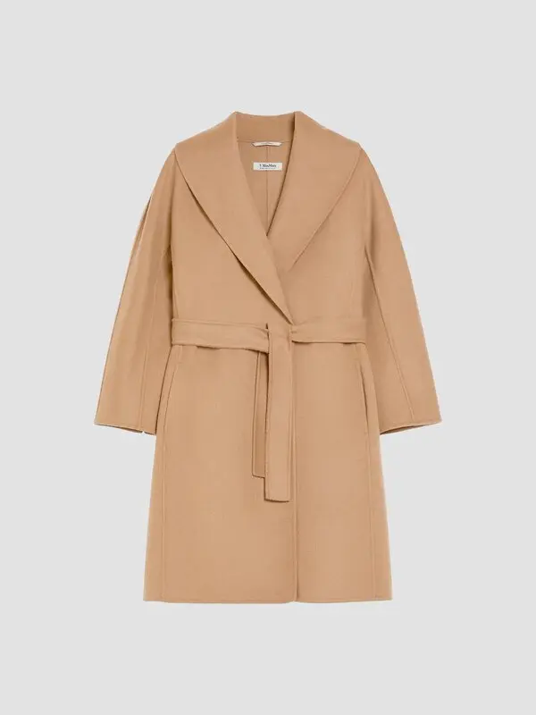 Max Mara Double Faced Wool Robe Coat - Camel