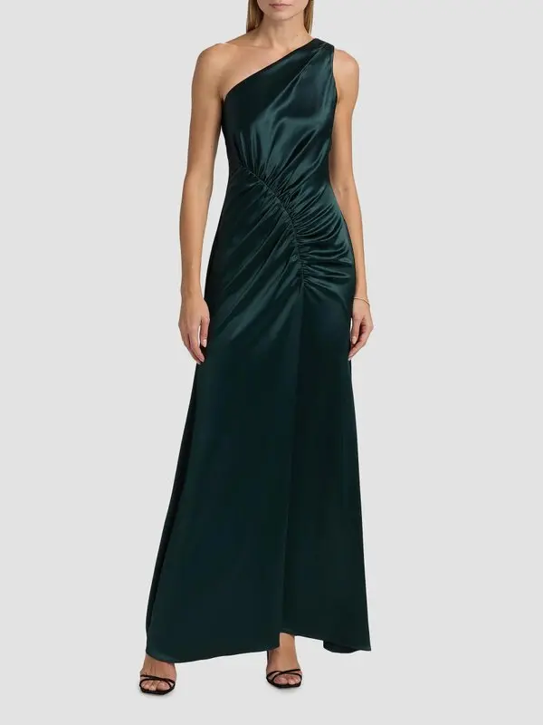 MILLY Whitney Asymmetric Hammered Satin Dress