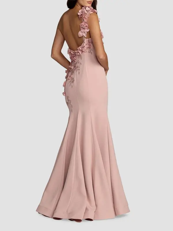 Mac Duggal Embellished Crepe One-shoulder Mermaid Gown