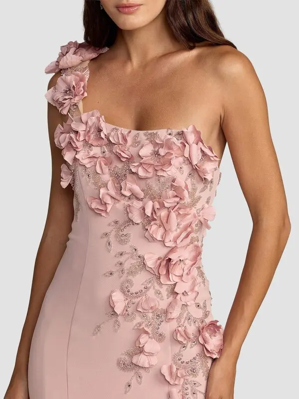 Mac Duggal Embellished Crepe One-shoulder Mermaid Gown
