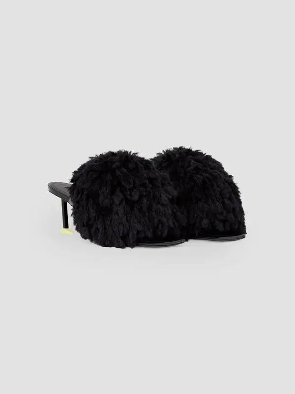 Givenchy Pompom Mules In Patent Leather And Knit - Black