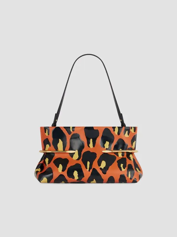 Givenchy Pinch Soft Clutch In Nappa Leather With Leopard Print