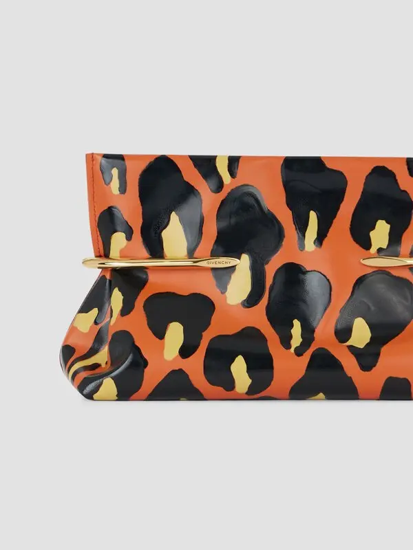 Givenchy Pinch Soft Clutch In Nappa Leather With Leopard Print