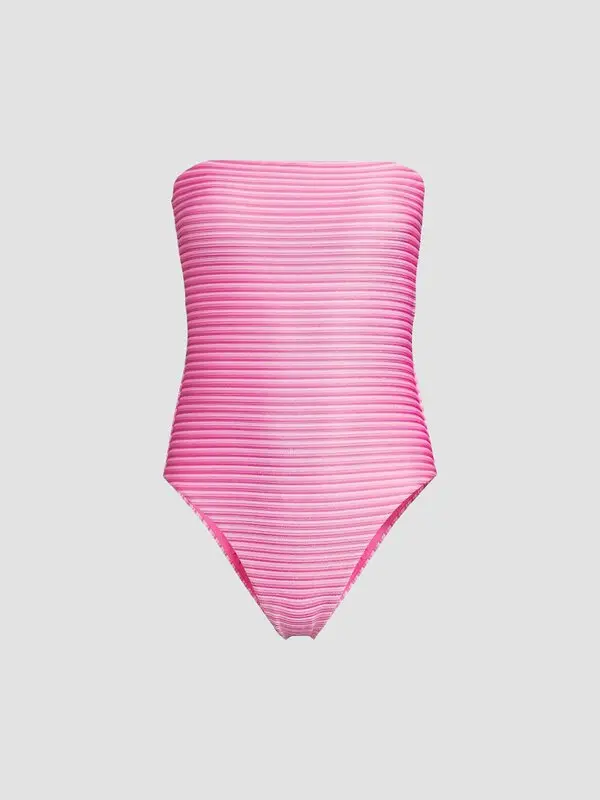 MILLY Striped Strapless One-piece Swimsuit