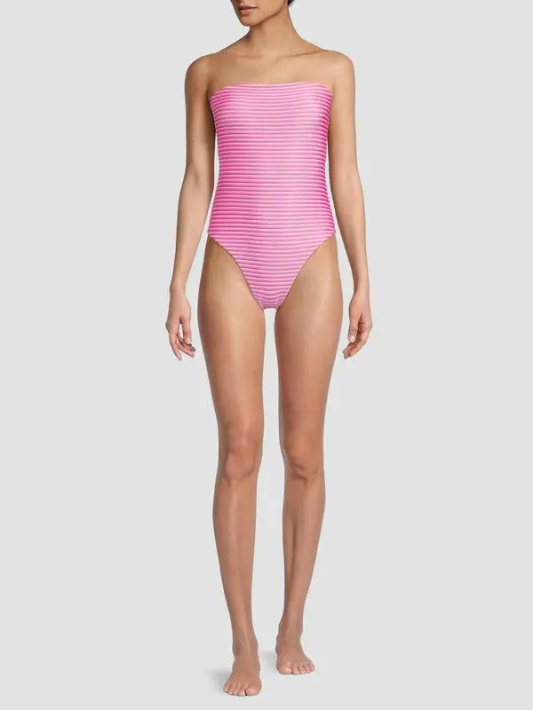 MILLY Striped Strapless One-piece Swimsuit