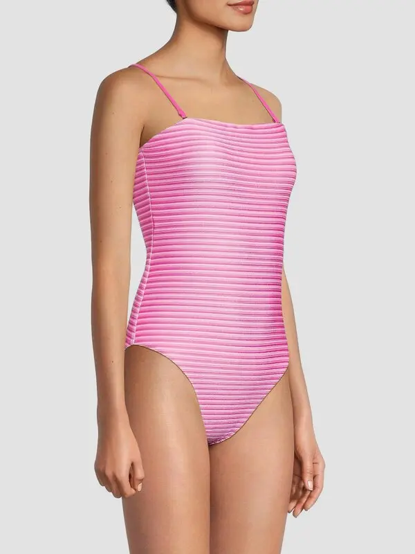 MILLY Striped Strapless One-piece Swimsuit