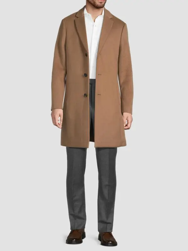 REISS Gable Wool-blend Topcoat - Light Brown