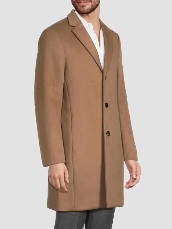 REISS Gable Wool-blend Topcoat - Light Brown