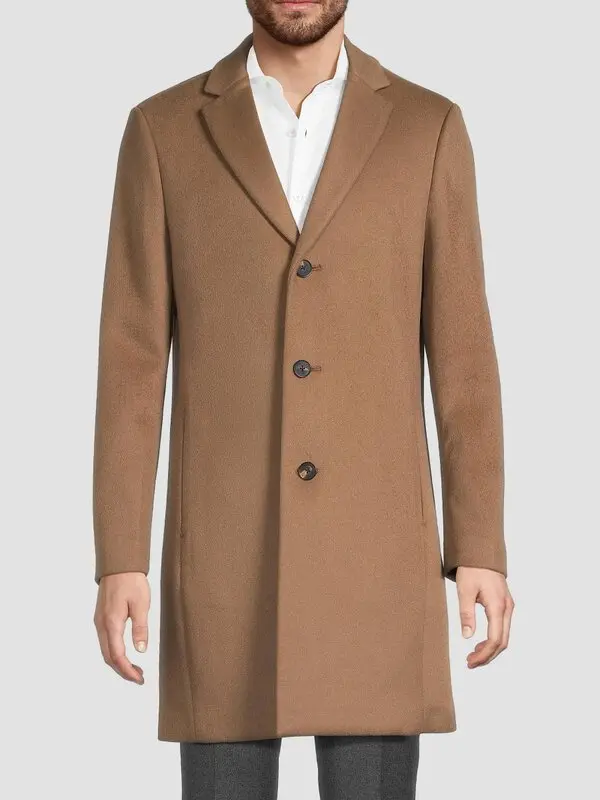 REISS Gable Wool-blend Topcoat - Light Brown