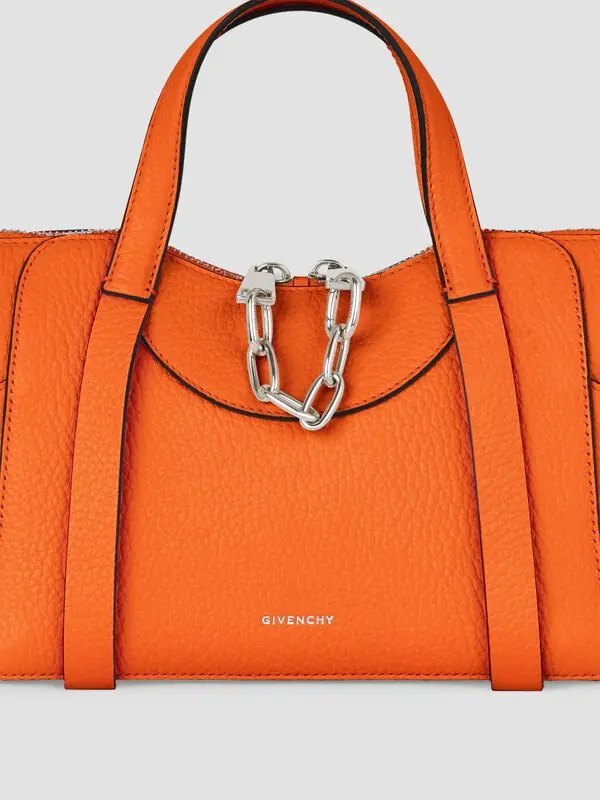 Givenchy The Snatch Small Top Handle Bag In Grained Leather - Orange
