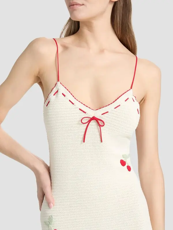 LoveShackFancy Yelena Cherry-embroidered Knit Minidress