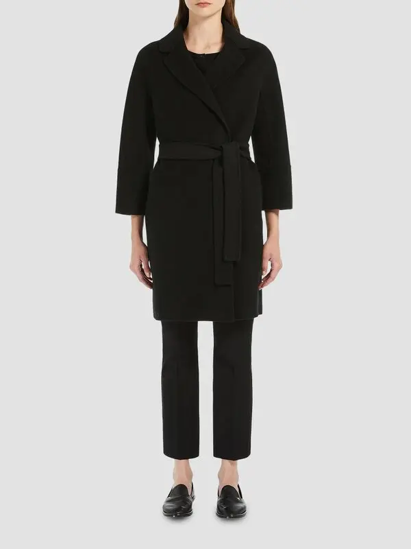 Max Mara Short Double Faced Wool Coat - Black