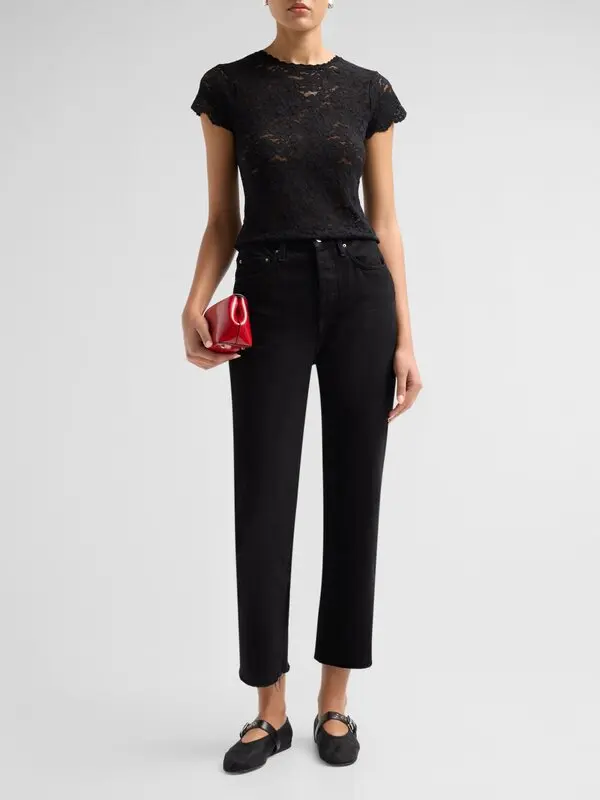 LoveShackFancy Lucas Floral Lace T-shirt - Black