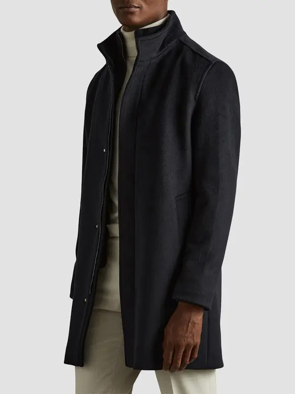 REISS Fuel Felt Coat - Navy
