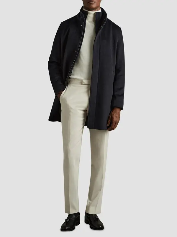 REISS Fuel Felt Coat - Navy