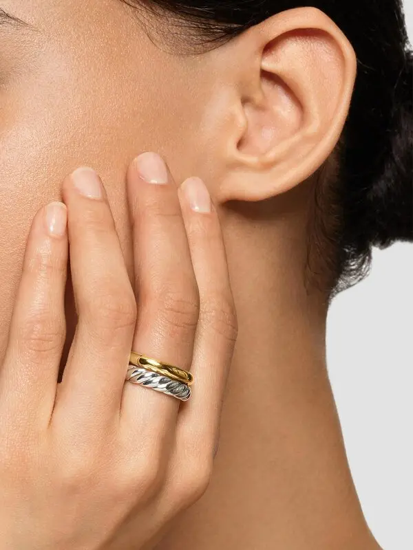 David Yurman Dy Mercer Two Row Ring In Sterling