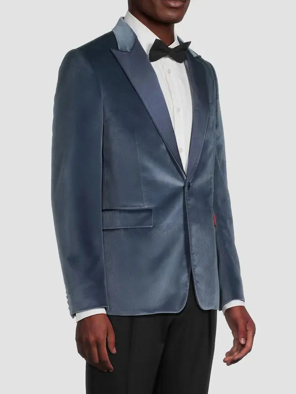 Paul Smith Velvet One-button Jacket - Greyish Blue