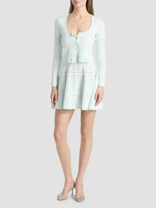 LoveShackFancy Nadiya Scalloped Trim Cardigan - Dusty Lagoon