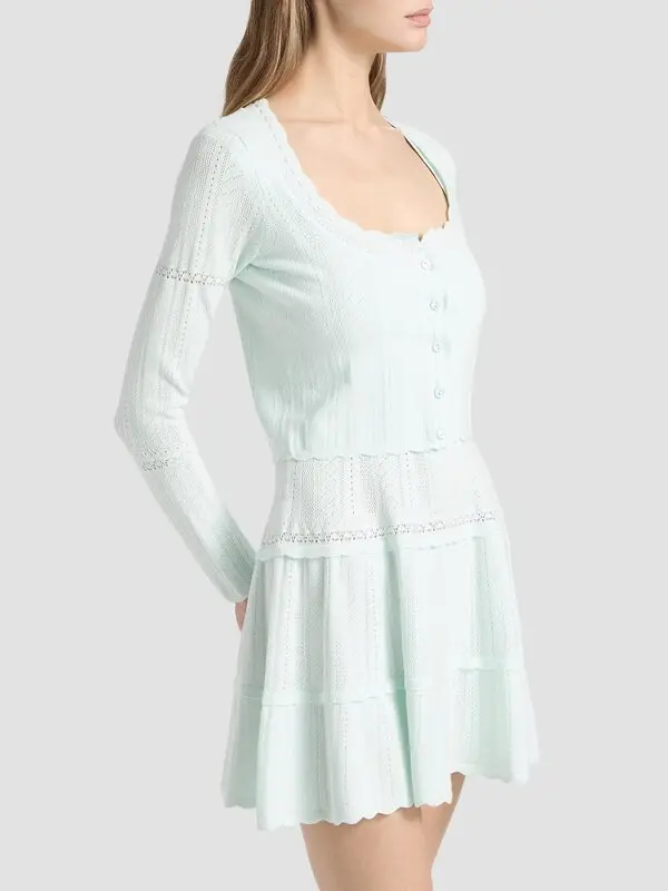 LoveShackFancy Nadiya Scalloped Trim Cardigan - Dusty Lagoon